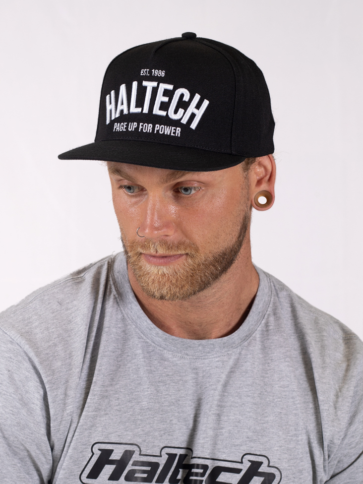 Haltech Snap Back Black with White Text