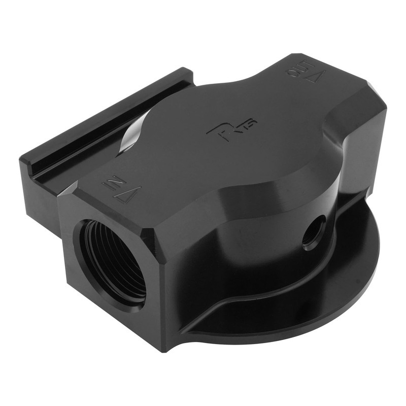 RTS Remote Oil Filter Head, 3/4''-16 Thread, AN12 ORB Ports, Billet ...